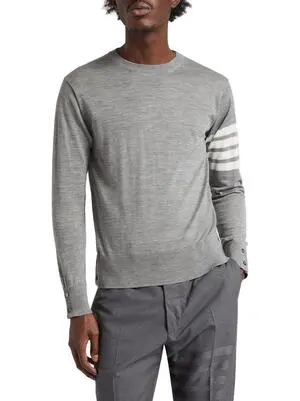 Thom Browne 4-bar Merino Wool Sweater - 058 - Pale Grey