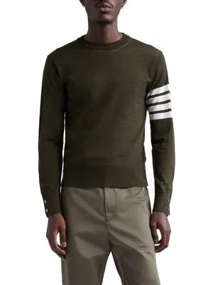 Thom Browne Thom Browne 4-Bar Merino Wool Sweater Dark Green