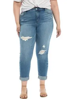 SLINK JEANS Distressed High-rise Boyfriend Jeans - Myla