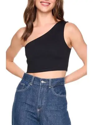 Susana Monaco Susana Monaco One-Shoulder Cropped Top Black