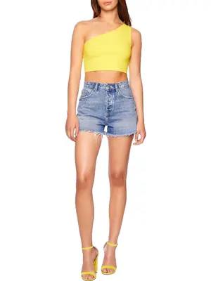 Susana Monaco Susana Monaco One-Shoulder Cropped Top Lemon