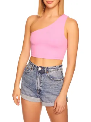 Susana Monaco Susana Monaco One-Shoulder Cropped Top Rouge