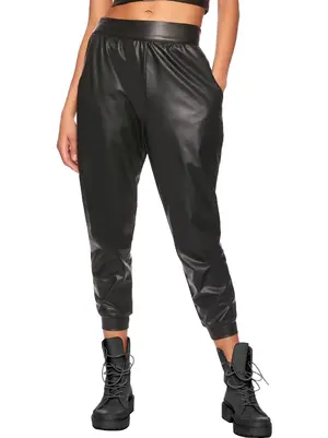 Susana Monaco Susana Monaco Faux Leather Jogger Caviar