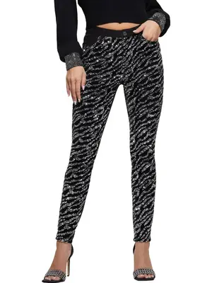 Guess GUESS 1981 High-Waist Ankle Skinny Jeans Glam Tiger Silver