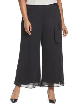 Alex Evenings High-rise Wide Leg Pants - Black