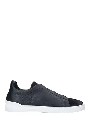 Zegna Triple Stitch Leather And Suede Sneakers - Black