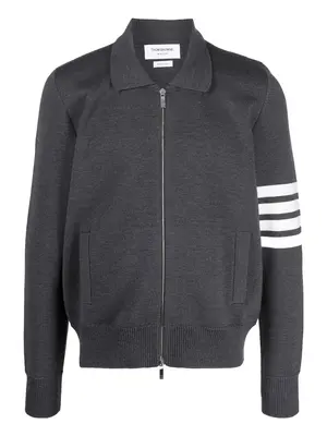 Thom Browne 4-bar Stripe Zip-up Jumper - Grey