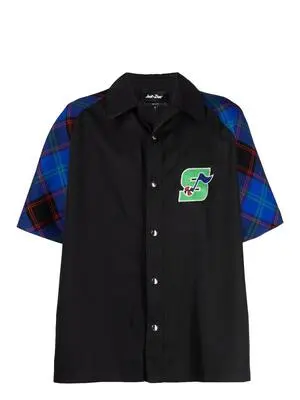 JUST DON Colour-block Short-sleeved Shirt - Black