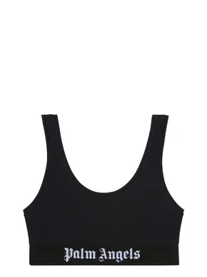 Palm Angels Logo Print Sports Bra - Black