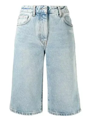 Off-White Logo-print Knee-length Shorts - Blue