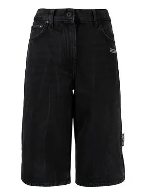 Off-White Logo-print Knee-length Shorts - Black