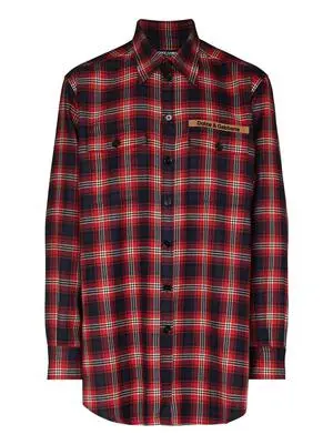 DOLCE & GABBANA Logo Patch Plaid Shirt