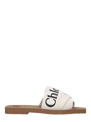 Chloé Woody Logo-print Canvas Sandals - White