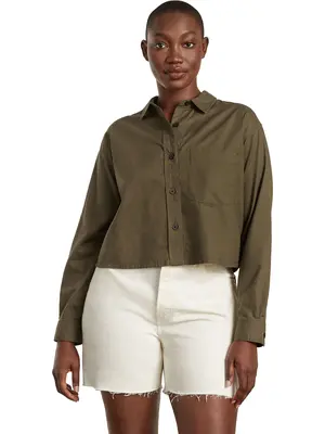 Everlane Silky Cotton Way-Short Shirt Olive