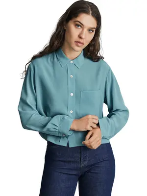Everlane Silky Cotton Way-Short Shirt Turquoise