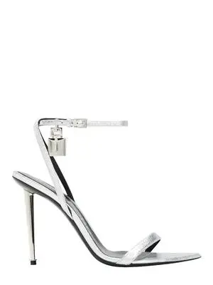 TOM FORD Padlock Metallic Stiletto Sandals - Silver
