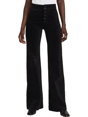 ASKK NY Brighton Velvet Wide Leg Pants - Black Velvet