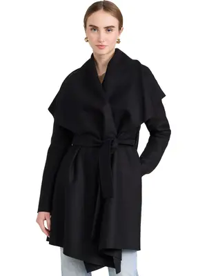 Harris Wharf London Pressed Wool Blanket Coat - Black