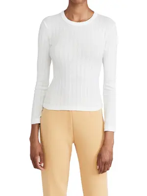 LESET Pointelle Slim Fit Top - White