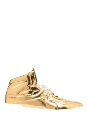 Valentino Garavani Metallic Effect Lace-up Sneakers - Gold