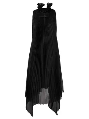 SHANSHAN RUAN Pleated Silk Dress - Black
