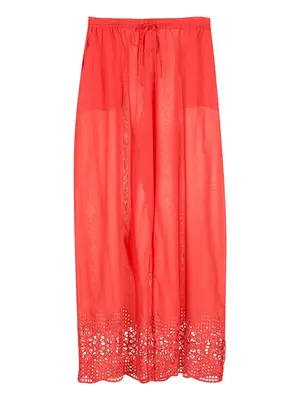 AMIR SLAMA Broderie-anglaise Palazzo Pants - Red