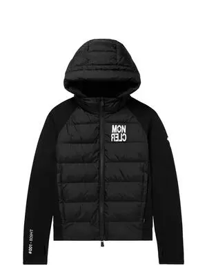 Moncler Logo-appliquéd Fleece And Shell Down Zip-up Hoodie - Black
