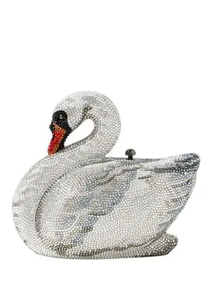 Judith Leiber Swan Odette Crystal-embellished Clutch - Silver