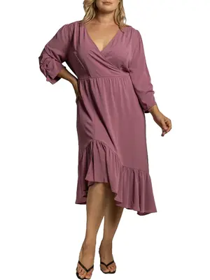 STANDARDS & PRACTICES Standards & Practices Kelsie Ruffle Hem Wrap Dress Deep Mauve
