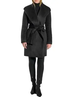 Sentaler Rib Sleeve Alpaca And Wool Wrap Coat - Black