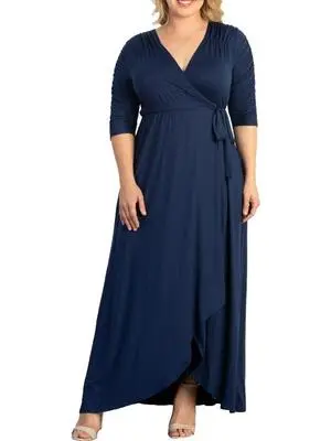 KIYONNA Meadow Dream Wrap Maxi Dress - Navy