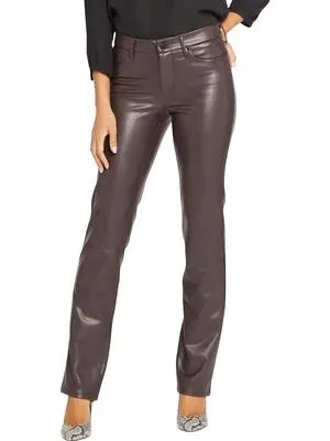 NYDJ NYDJ Marilyn Faux Leather Straight Leg Pants Cordovan