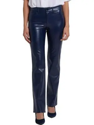 NYDJ Marilyn Faux Leather Straight Leg Pants - Dark Sapphire