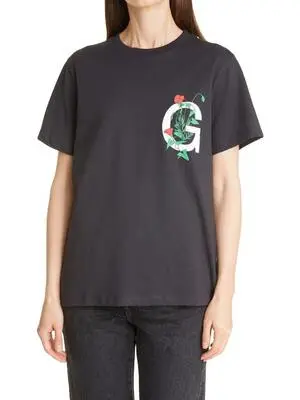 GANNI Organic Cotton Graphic Tee - Phantom