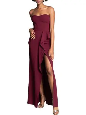 Dress The Population Kai Strapless Gown - Burgundy