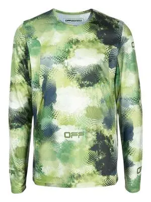Off-White Abstract Print Long-sleeved T-shirt - Green