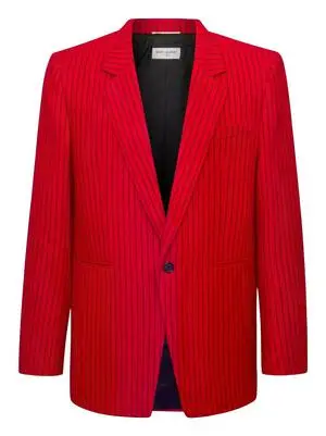 Saint Laurent Pinstripe-pattern Single-breasted Blazer - Red