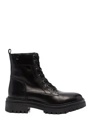 Geox Leather Lace-up Boots - Black