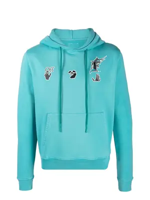 Off-White X Mlb Florida Marlins Logo-print Hoodie - Blue