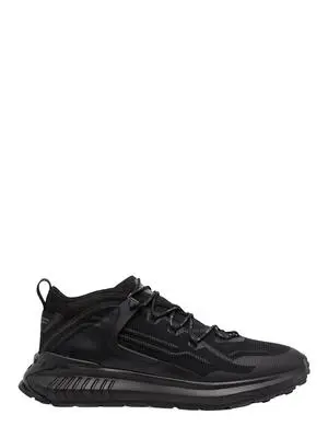 TOD'S Tod's Black Leather & Mesh Panelling Lace-Up Sneakers