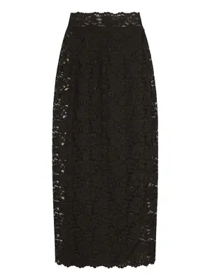 Dolce & Gabbana Floral-lace Midi Skirt - Black