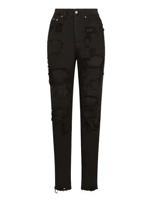 Dolce & Gabbana Distressed Boyfriend Jeans - Black