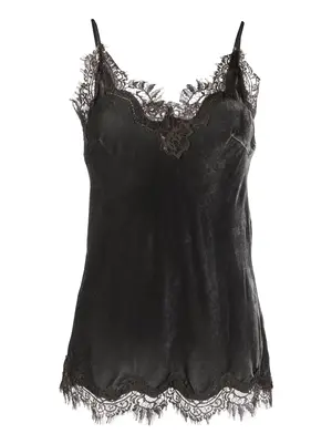 Gold Hawk Lace-trim Camisole Top - Grey