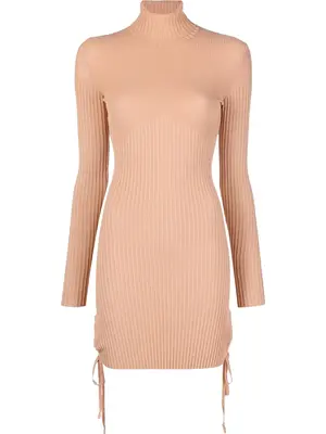 ANDREĀDAMO Roll-neck Ribbed Knit Dress - Brown