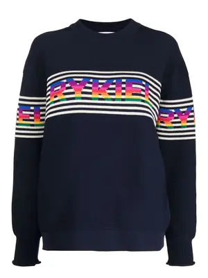 Sonia Rykiel Paris Striped Logo-knit Jumper - Blue