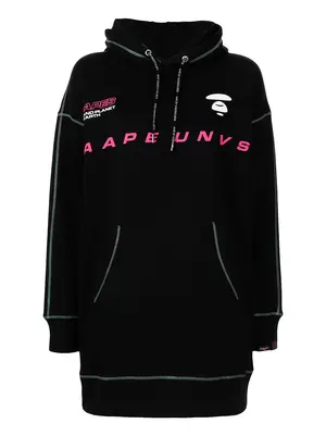 A BATHING APE Aape * Logo Print Hooded Dress - Black