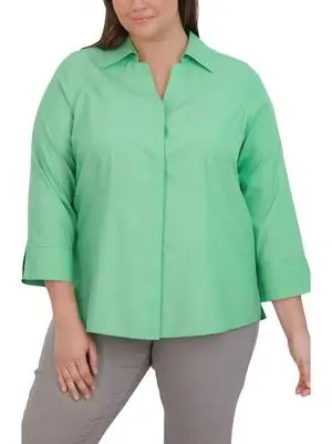 Foxcroft Foxcroft Taylor Three-Quarter Sleeve Non-Iron Shirt New Leaf