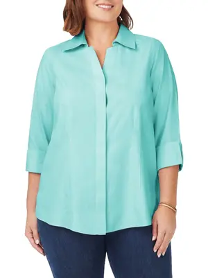 Foxcroft Foxcroft Taylor Three-Quarter Sleeve Non-Iron Shirt Oceanside