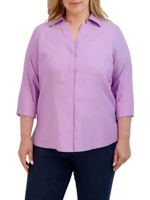 Foxcroft Foxcroft Taylor Three-Quarter Sleeve Non-Iron Shirt Soft Violet