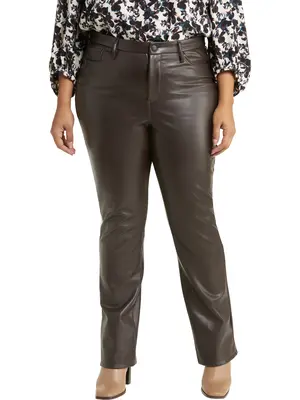 NYDJ NYDJ Sculpt Her Marilyn Faux Leather Straight Leg Pants Cordovan